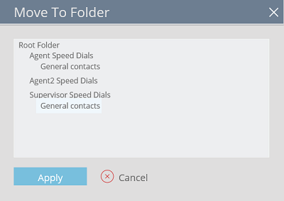 Move speed dials or folders