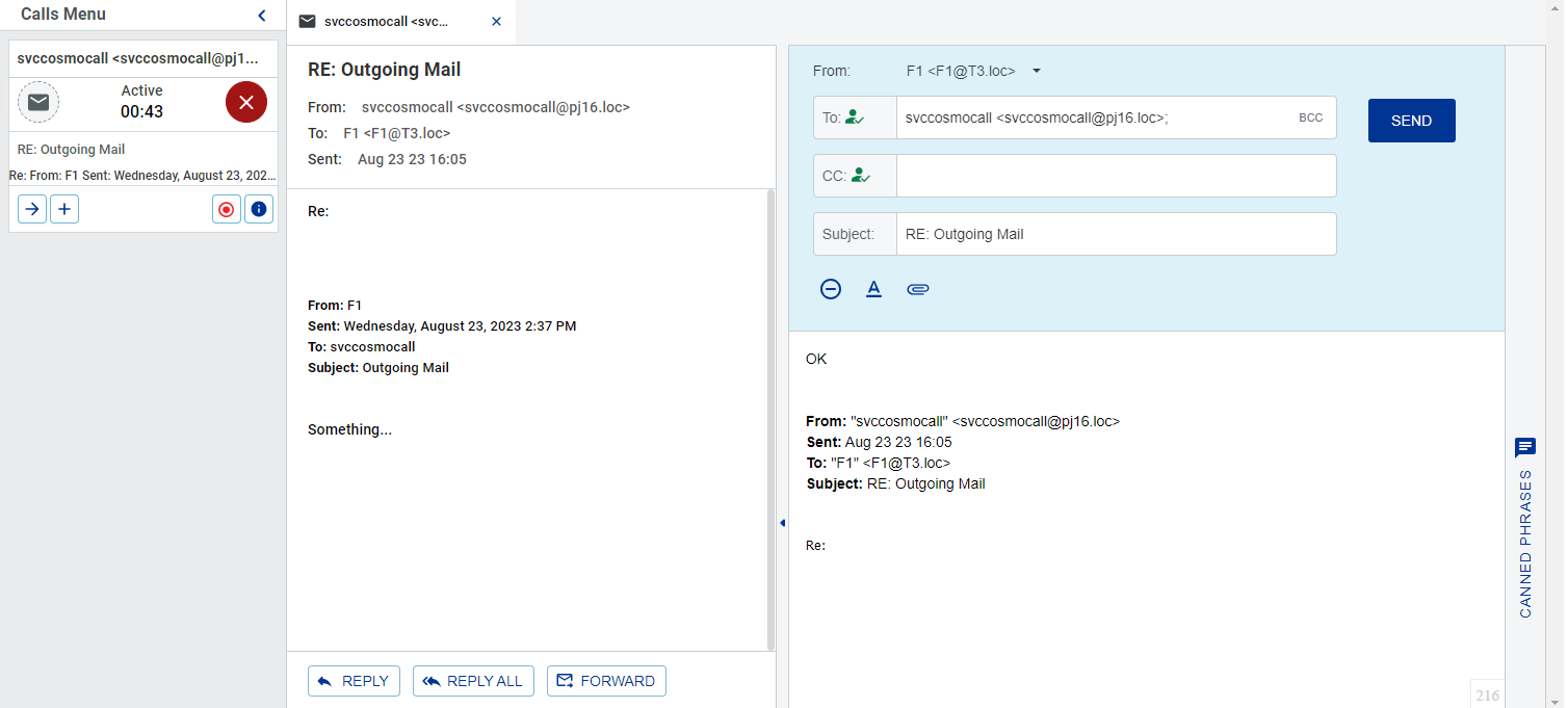 Process an email call