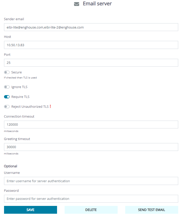 Email server configuration